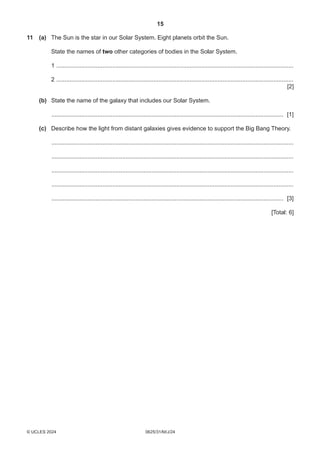 STARS AND UNIVERSE QPWORKSHEET IGCSE PHY | PDF