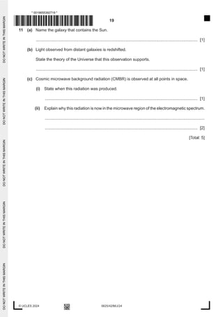 STARS AND UNIVERSE QPWORKSHEET IGCSE PHY | PDF