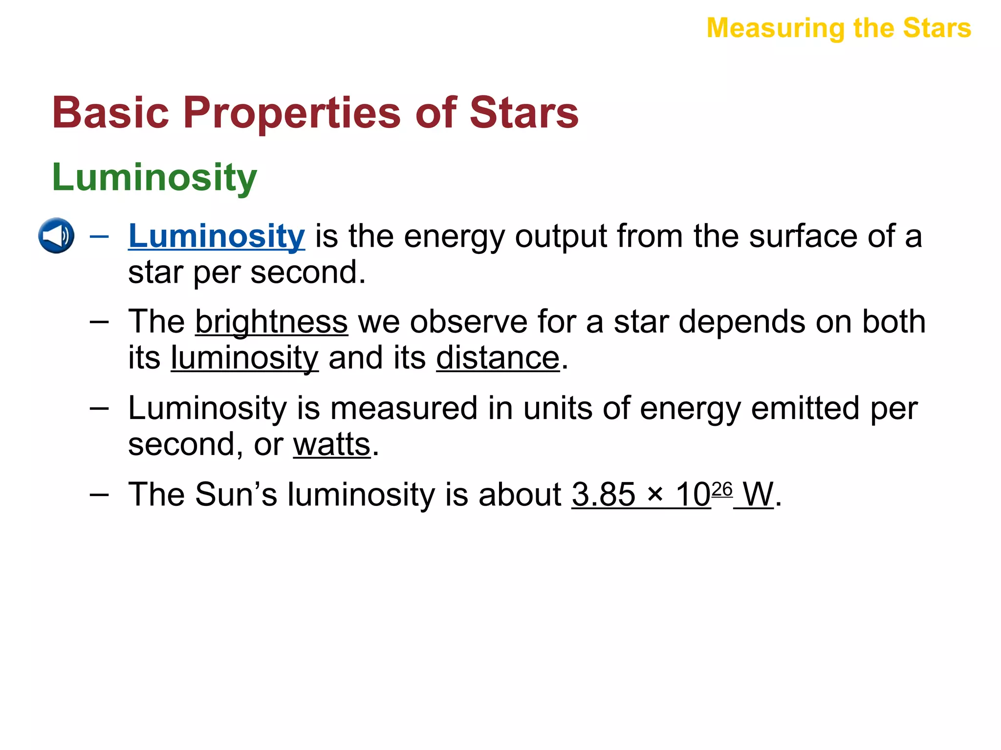 Stars - Basic Properties/H- R Diagram | PPT
