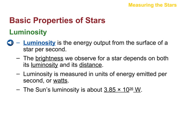 Stars - Basic Properties/H- R Diagram | PPT