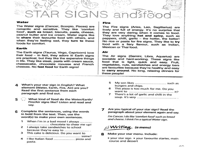 Star signs and food | PPT