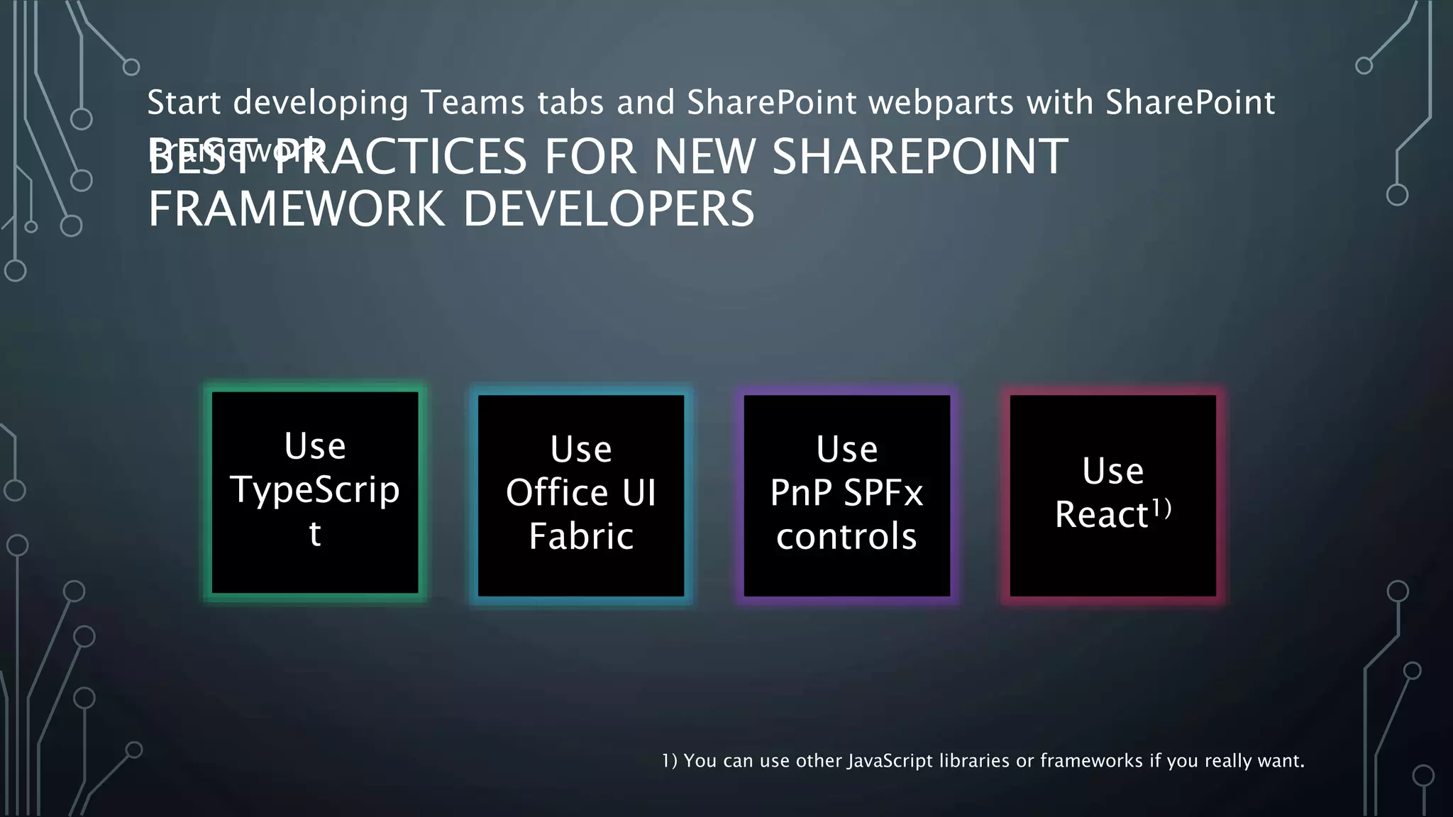 Start developing Microsoft Teams tabs and SharePoint webparts with SharePoint Framework - Olli ...