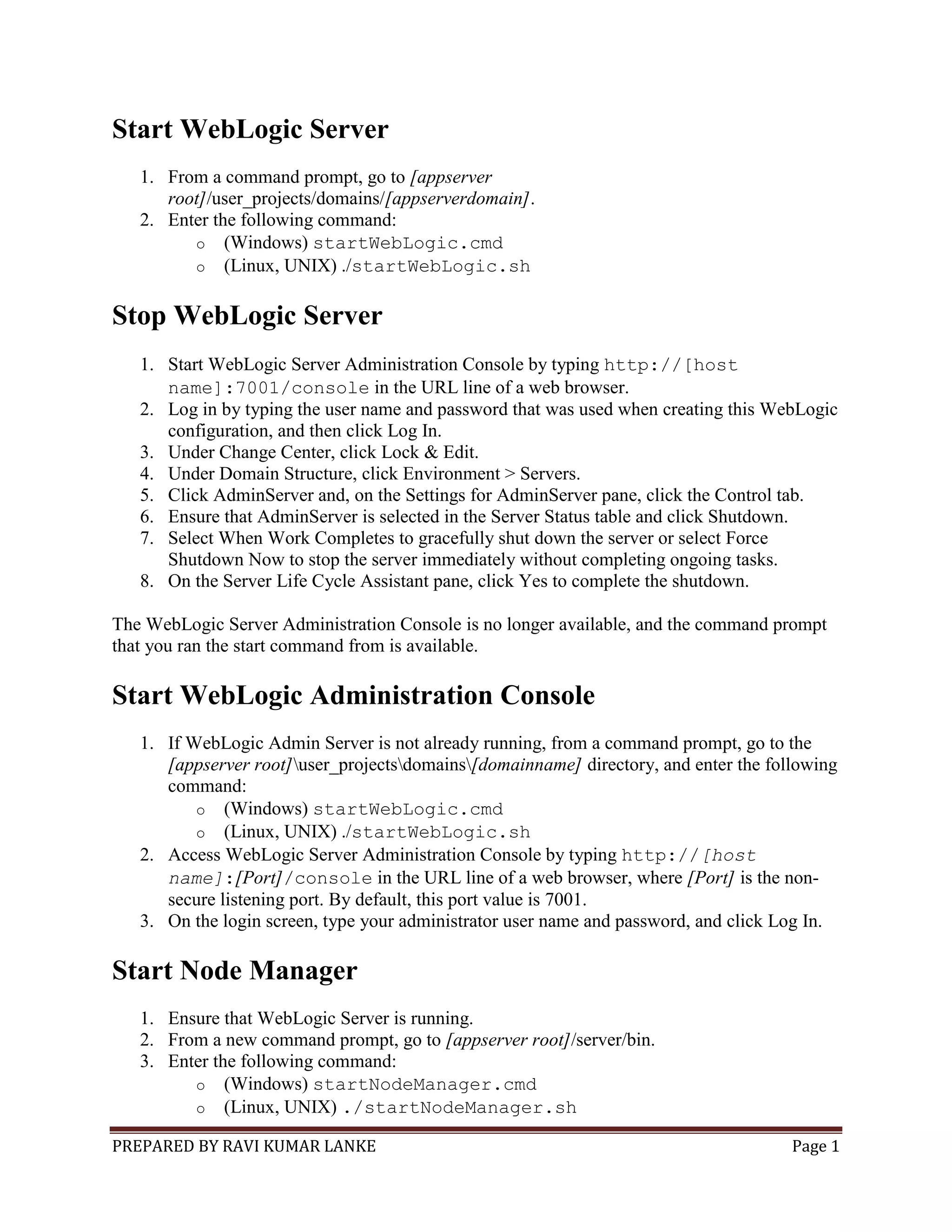 Start stop-weblogic | PDF