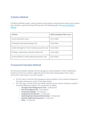 Start up valuation methods | PDF