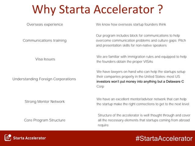 Starta accelerator batch - 5 - roadshow | PPT