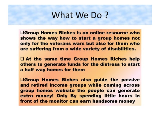 Start a halfway home | PPT