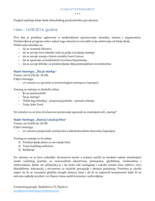 STARTAP SUPERMARKET - NARATIVNI IZVEŠTAJ | PDF