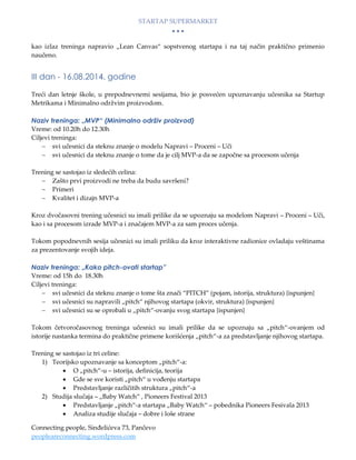 STARTAP SUPERMARKET - NARATIVNI IZVEŠTAJ | PDF