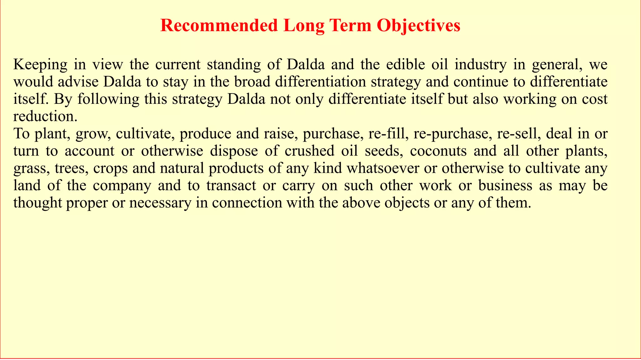 Startegic management PPT Dalda foods | PPTX