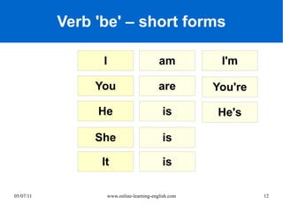 Present tense verb 'be' | ODP