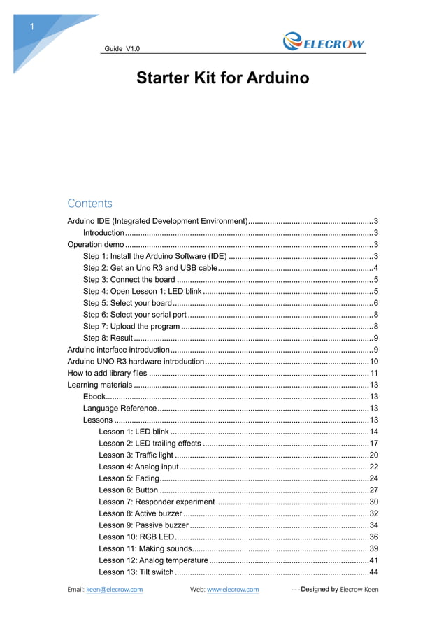 Arduino Starter Kit For Arduino Manual De Usuario Pdf