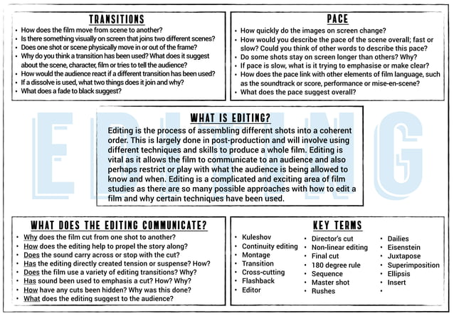 Film language micro elements toolkit and revision mats for analysing ...