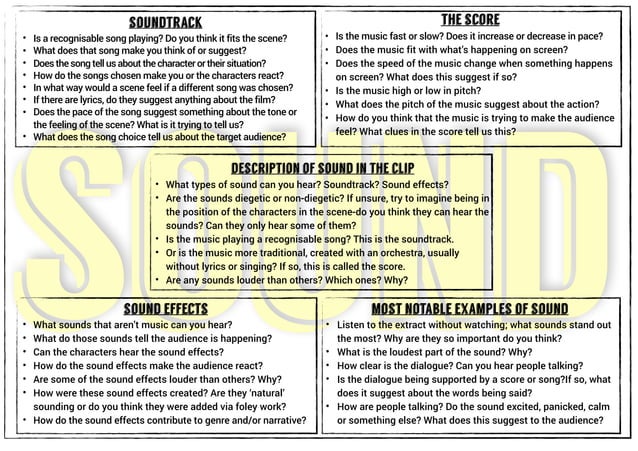 Film language micro elements toolkit and revision mats for analysing ...