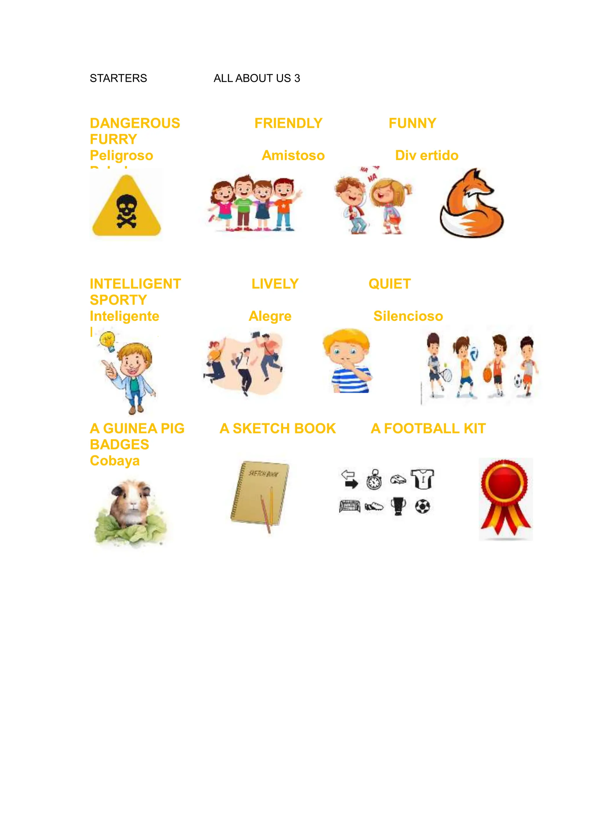 All about Us 3. Flashcards English Vocabulary | DOCX