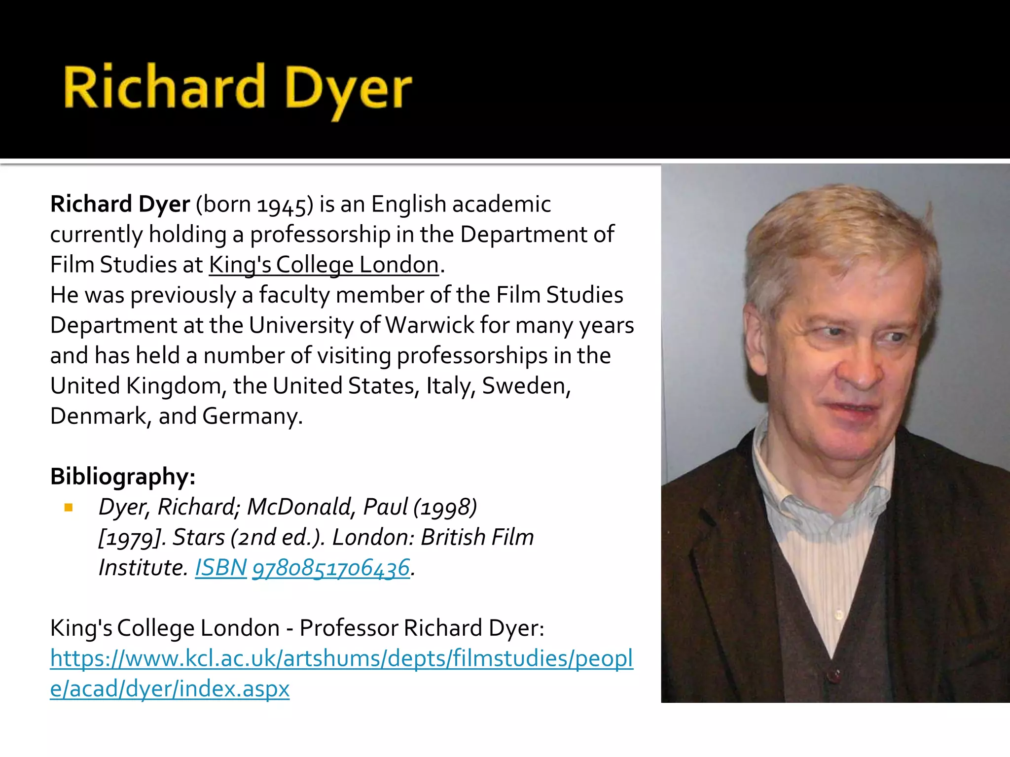 Richard Dyer | PPTX | Contemporary Hits/Pop/Top 40 | Music