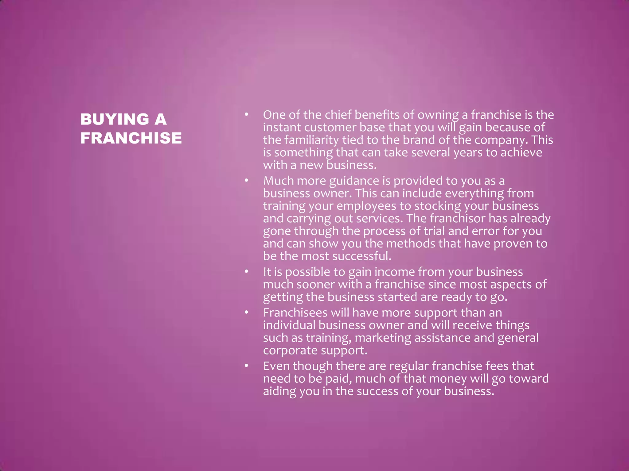 Starting a Business vs. Buying a Franchise | PPTX