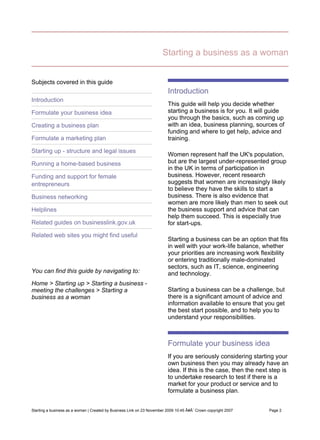 Starting a business as a woman | PDF