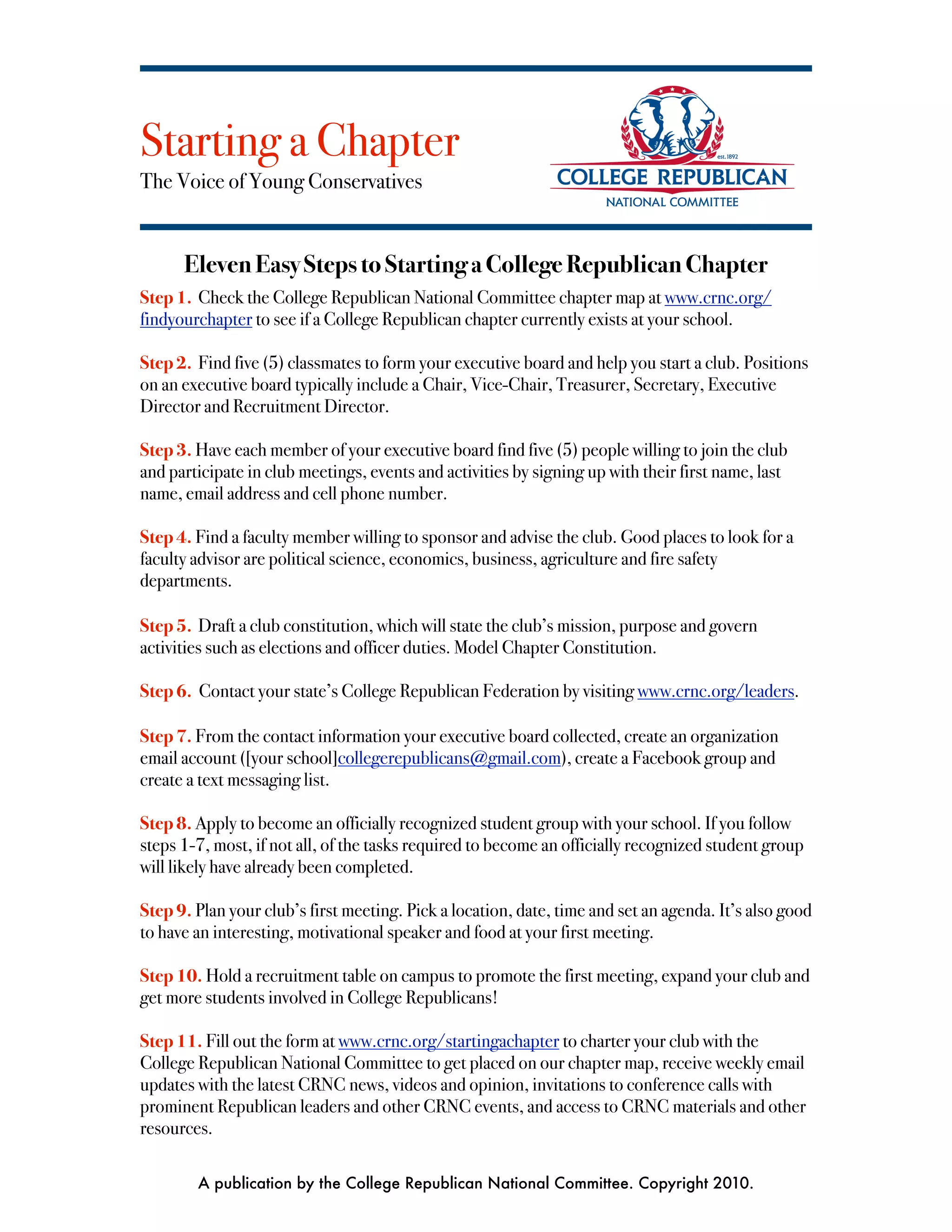 Starting a College Republican Chapter | PDF