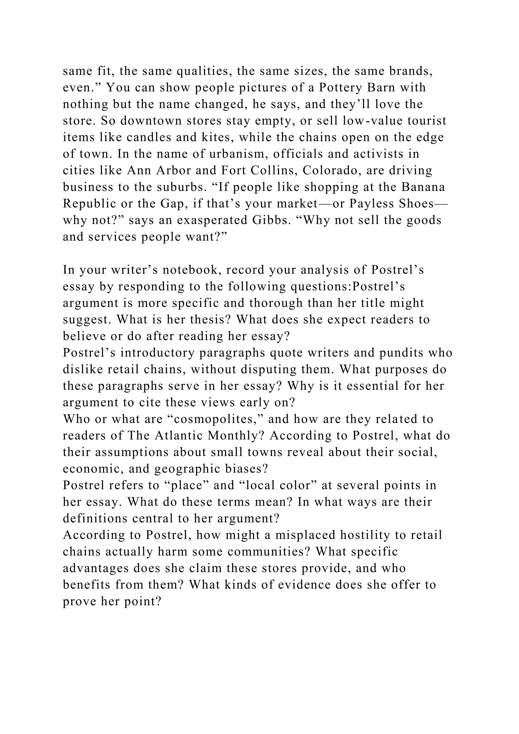 Starting a Conversation Respond to In Praise of Chain Stores”E.docx