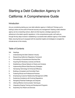 Launching a Debt Collection Agency in California: A Step-by-Step ...