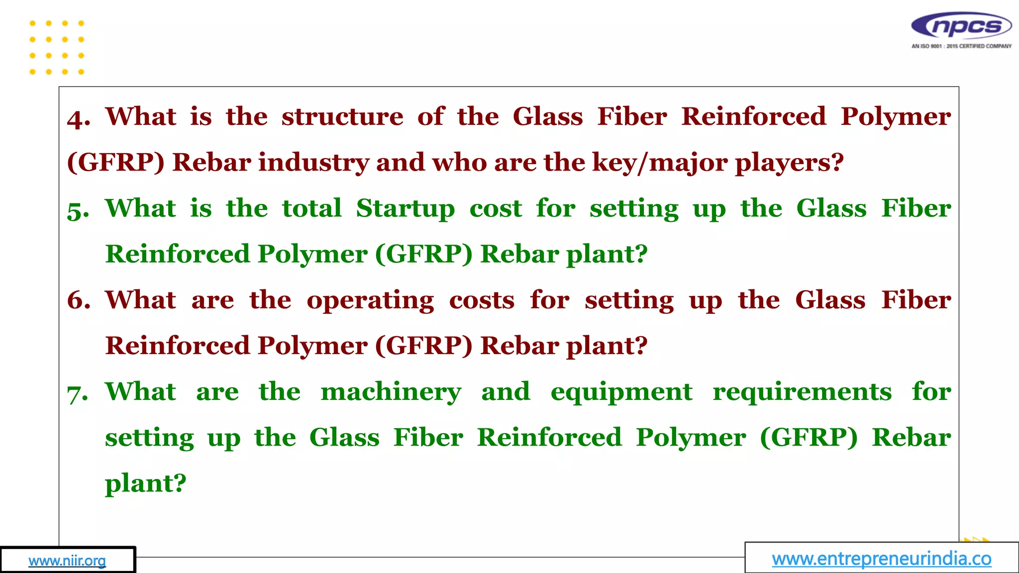 Starting a Glass Fiber Reinforced Polymer (GFRP) Rebar Business: The ...