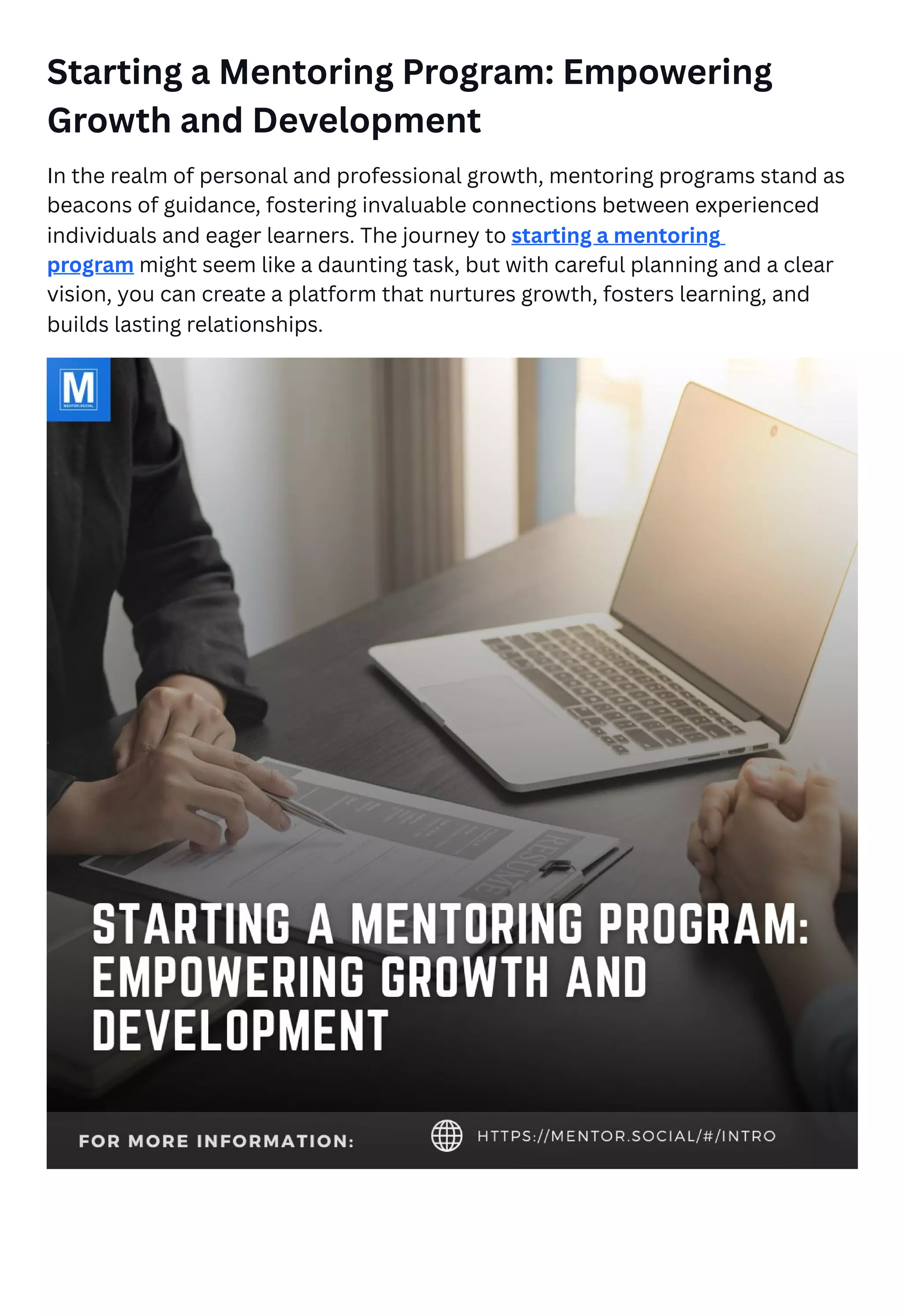 Starting a Mentoring Program Empowering Growth andDevelopment.pdf | Career Planning | Careers