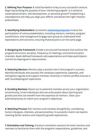 Starting a Mentoring Program Empowering Growth andDevelopment.pdf | Career Planning | Careers
