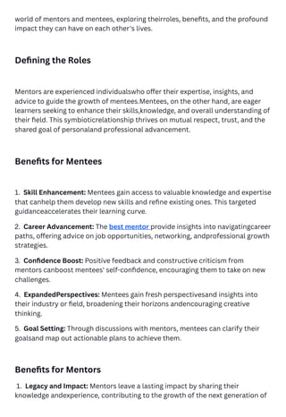 Starting a Mentoring Program Empowering Growth andDevelopment.pdf | Career Planning | Careers