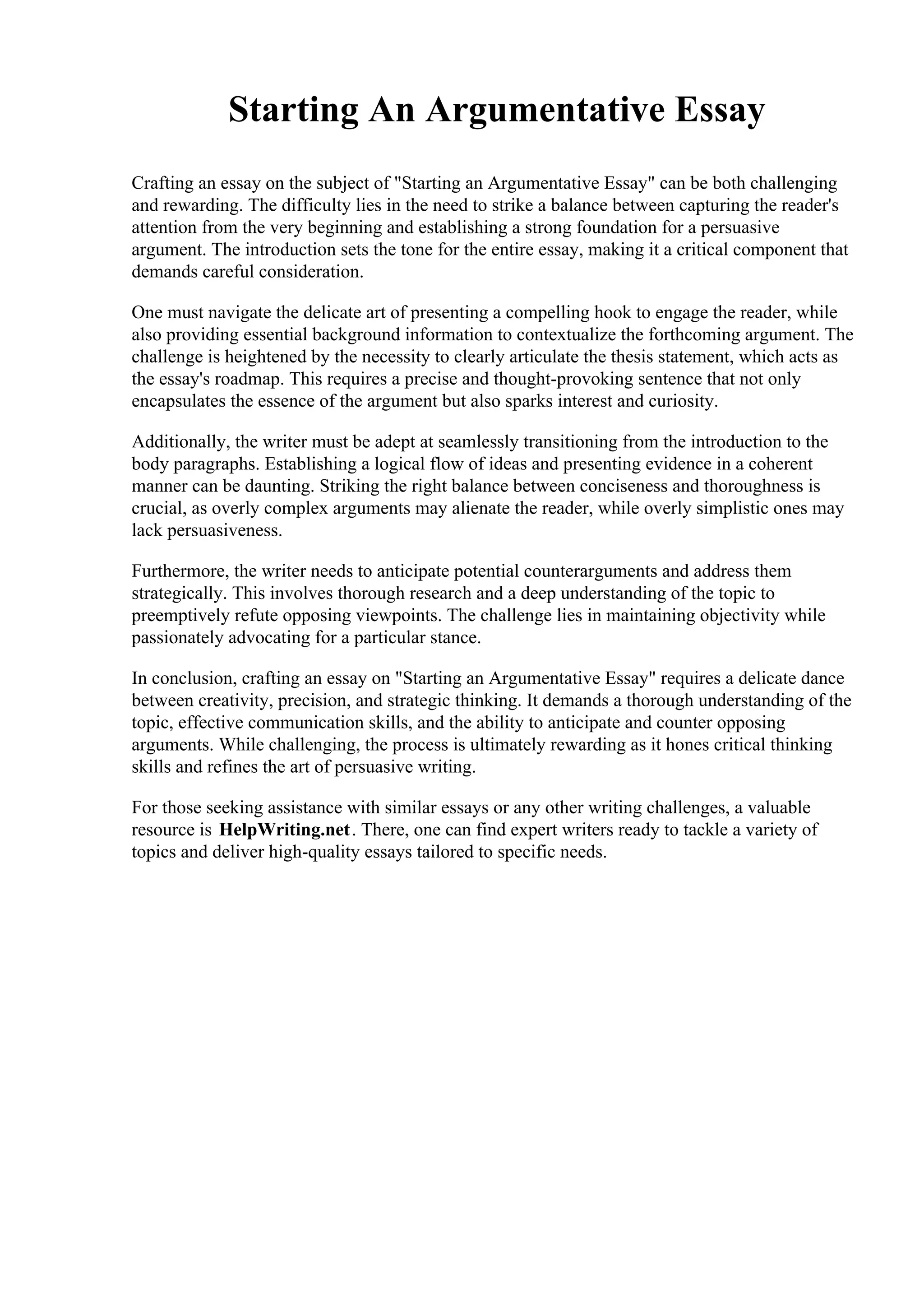 Starting An Argumentative Essay.pdf