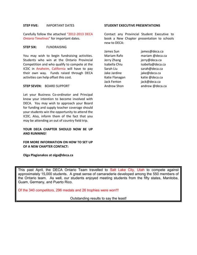 Starting a New DECA Ontario Chapter | PDF