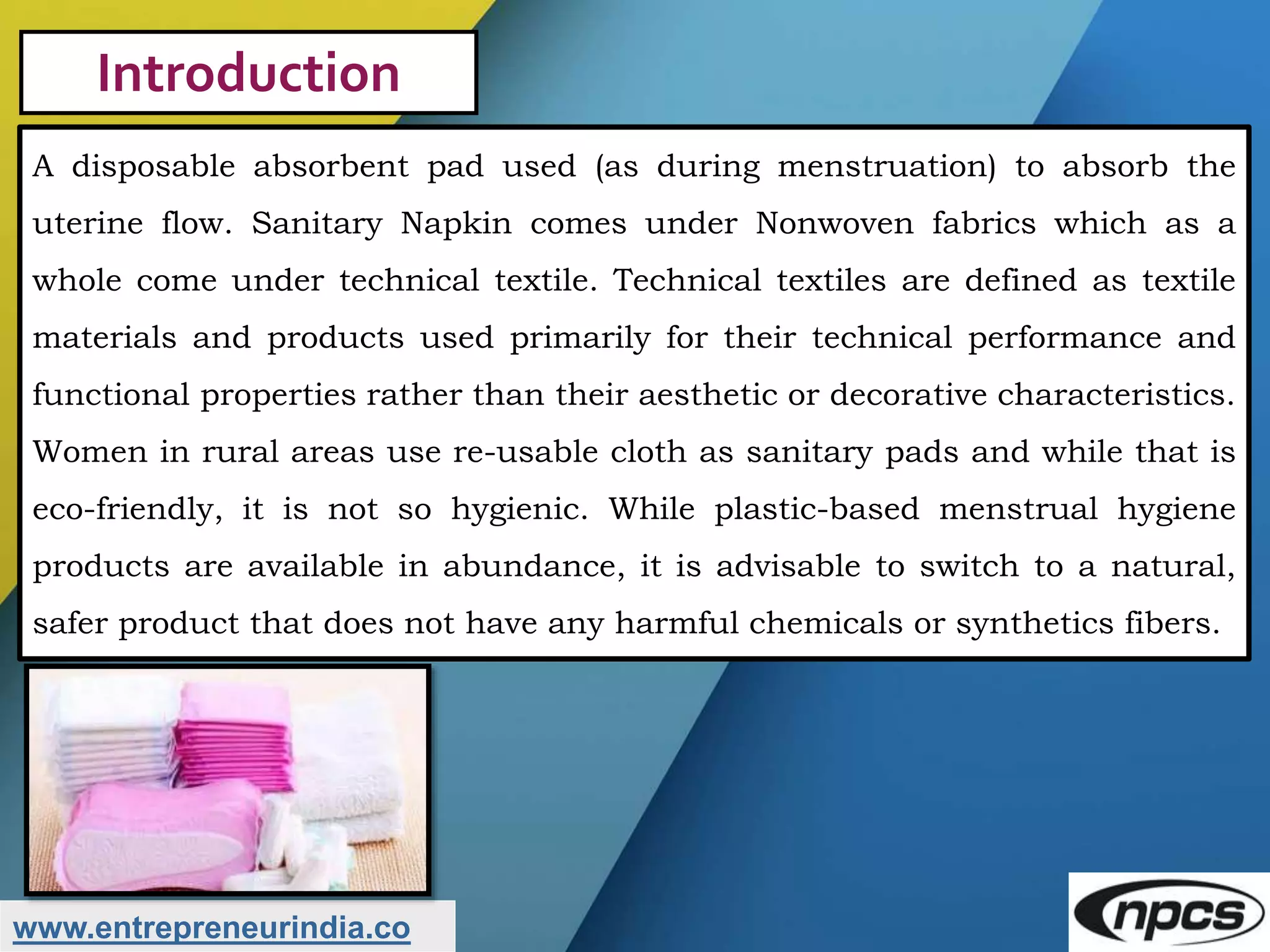 Starting a sanitary pad napkin manufacturing business | PPTX