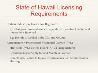 Starting a Business in Hawaii (Acupuncture) | PPT