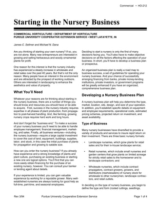 Starting in the Nursery Business. Starting in the Nursery Businesspdf | PDF