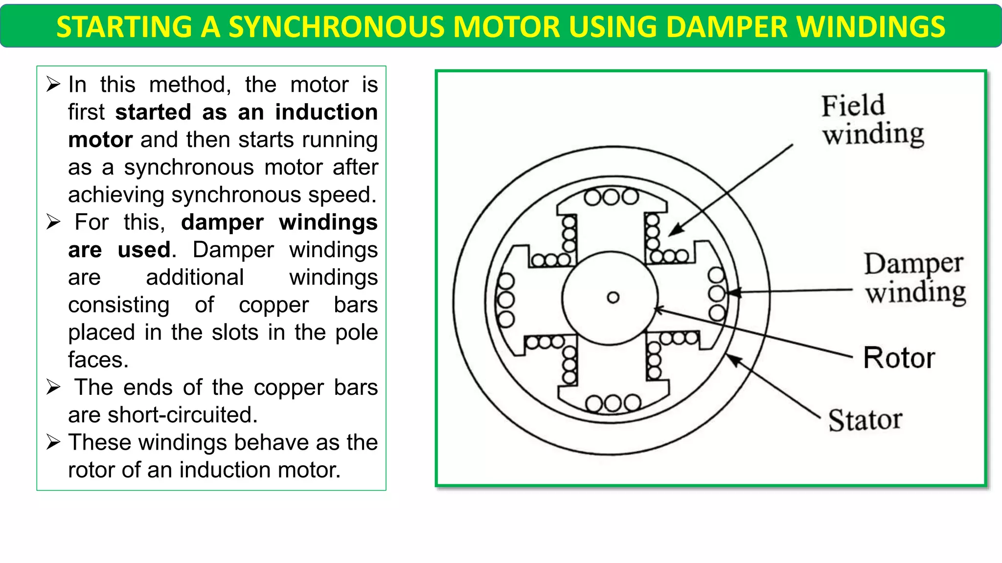 SYNCHRONOUS MOTOR STARTING METHODS, START करने के METHODS|DAMPER WINDING, AUXILIARY MOTOR ...