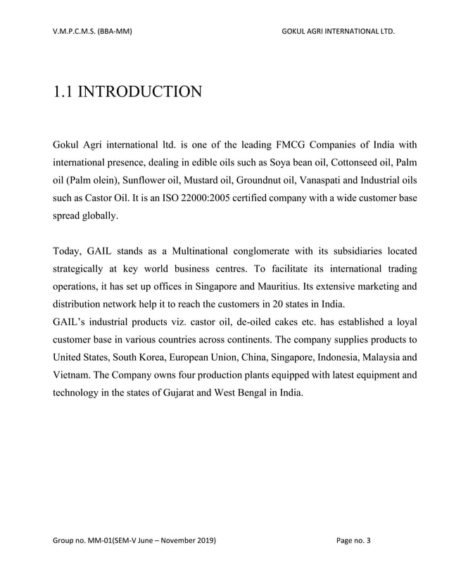 BBA final year internship project report | PDF | Agriculture | Industries