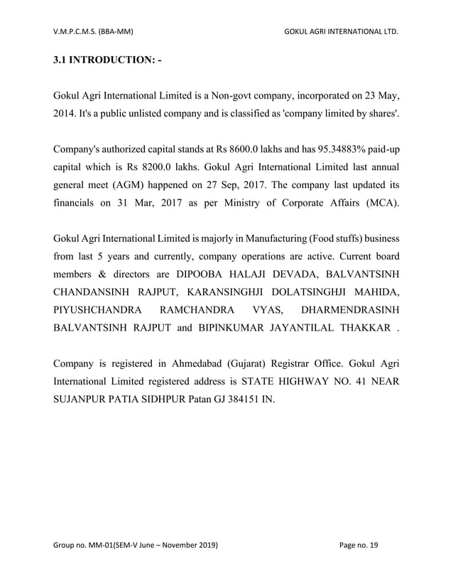 BBA final year internship project report | PDF | Agriculture | Industries