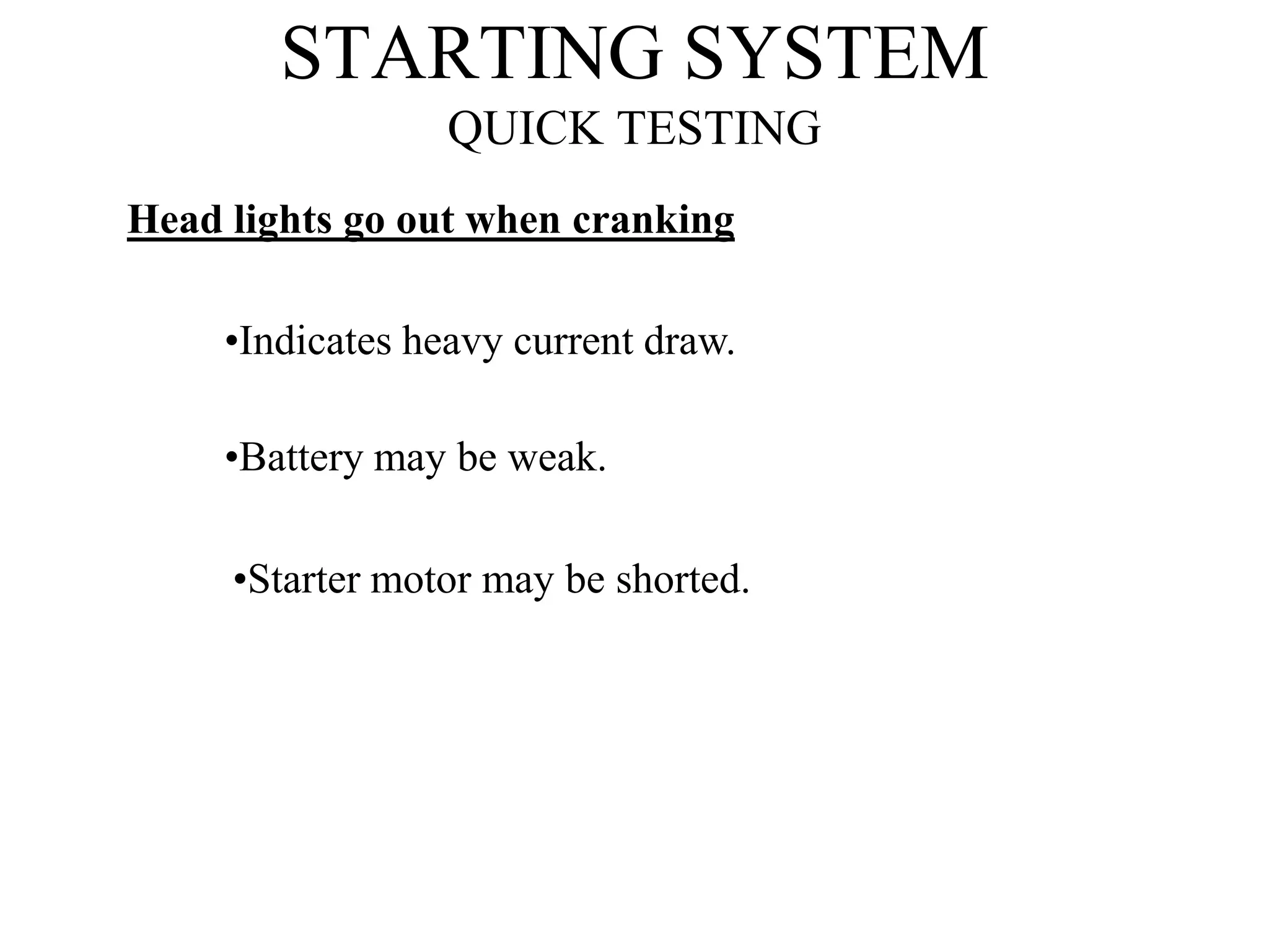 Starting system basic fundamentals & its testing methods | PPT