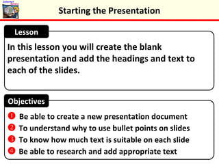 Starting the Presentation | PPT