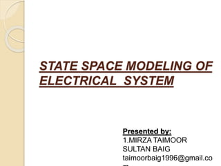 state space modeling of electrical system | PPTX