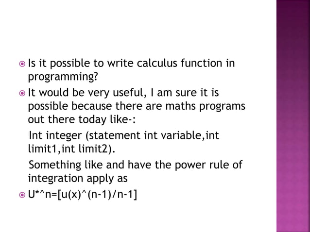 Use Of Calculus In Programming | PPTX | Programming Languages | Computing