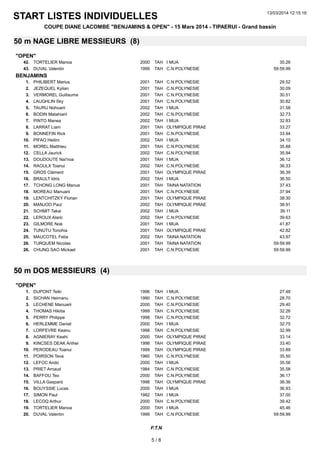 Start liste coupe diane lacombe open | PDF