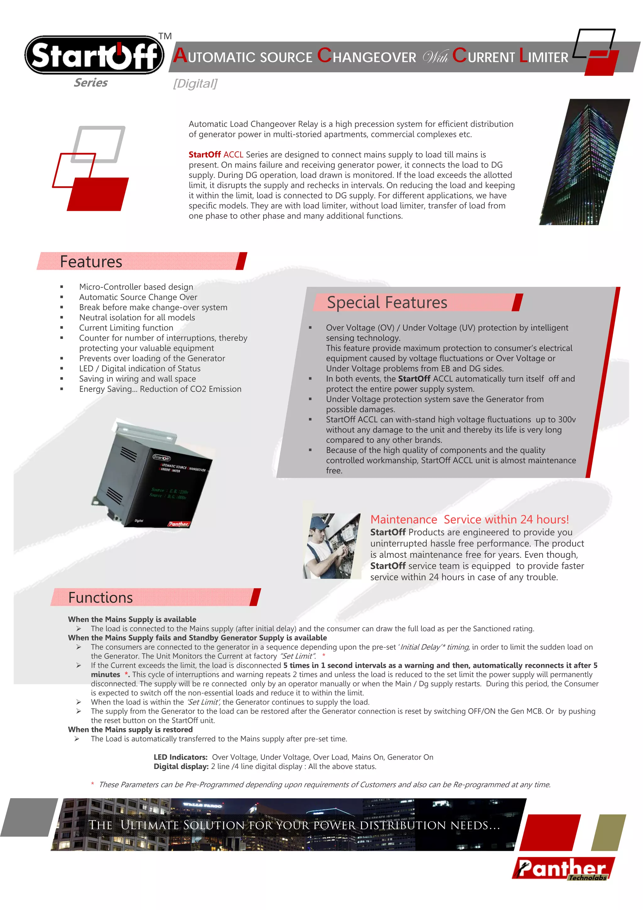 StartOff ACCL [Automatic Source Changeover cum Current Limiter | PDF