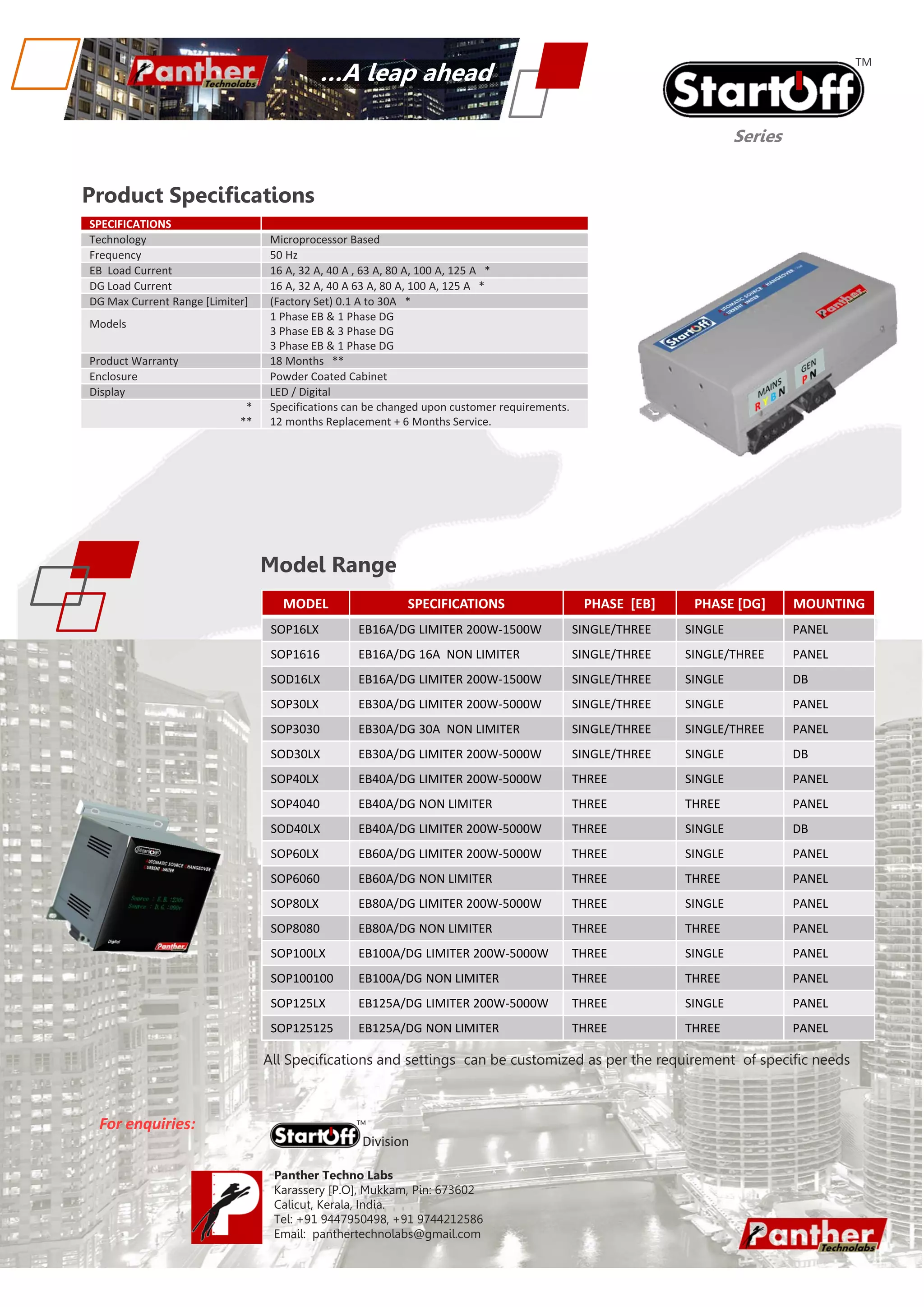 StartOff ACCL [Automatic Source Changeover cum Current Limiter | PDF