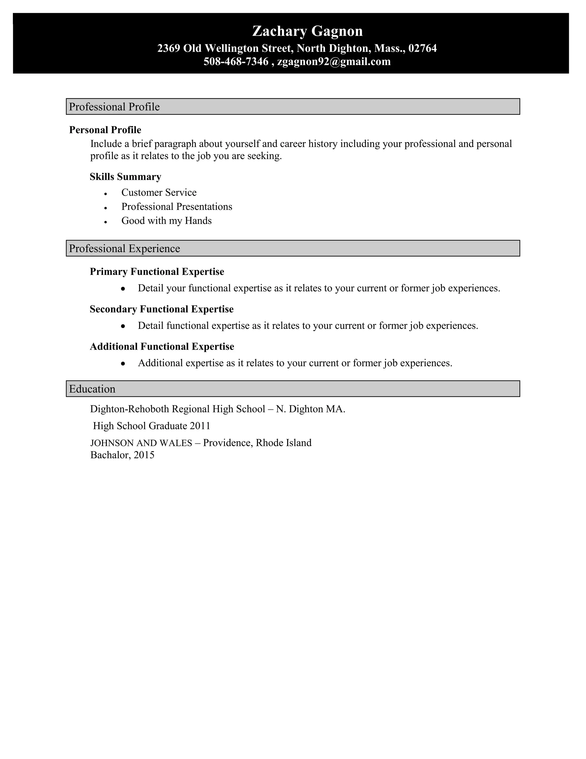 Zachary Gagnon Resume | DOCX