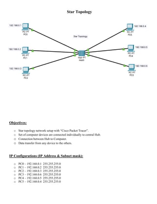 Star Topology Design with Cisco Packet Tracer | PDF