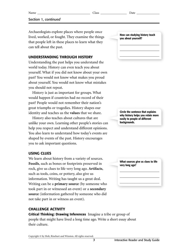 Holt Social Studies Workbook | PDF