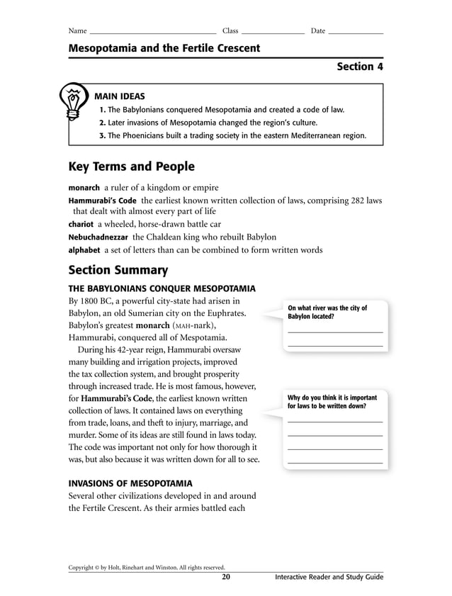 Holt Social Studies Workbook | PDF