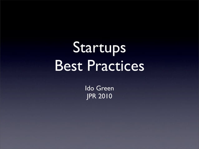 Startup Best Practices Ppt
