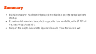 Startup Snapshot in Node.js