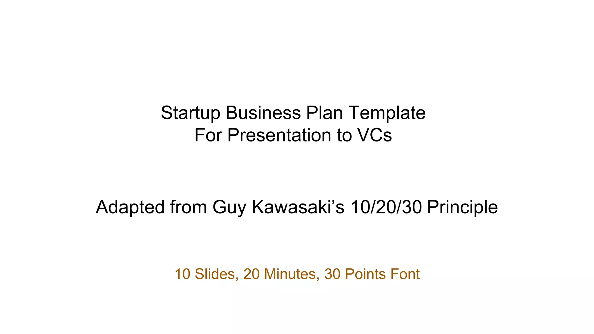 Startup Bootcamp - Business Plan Template | PPTX